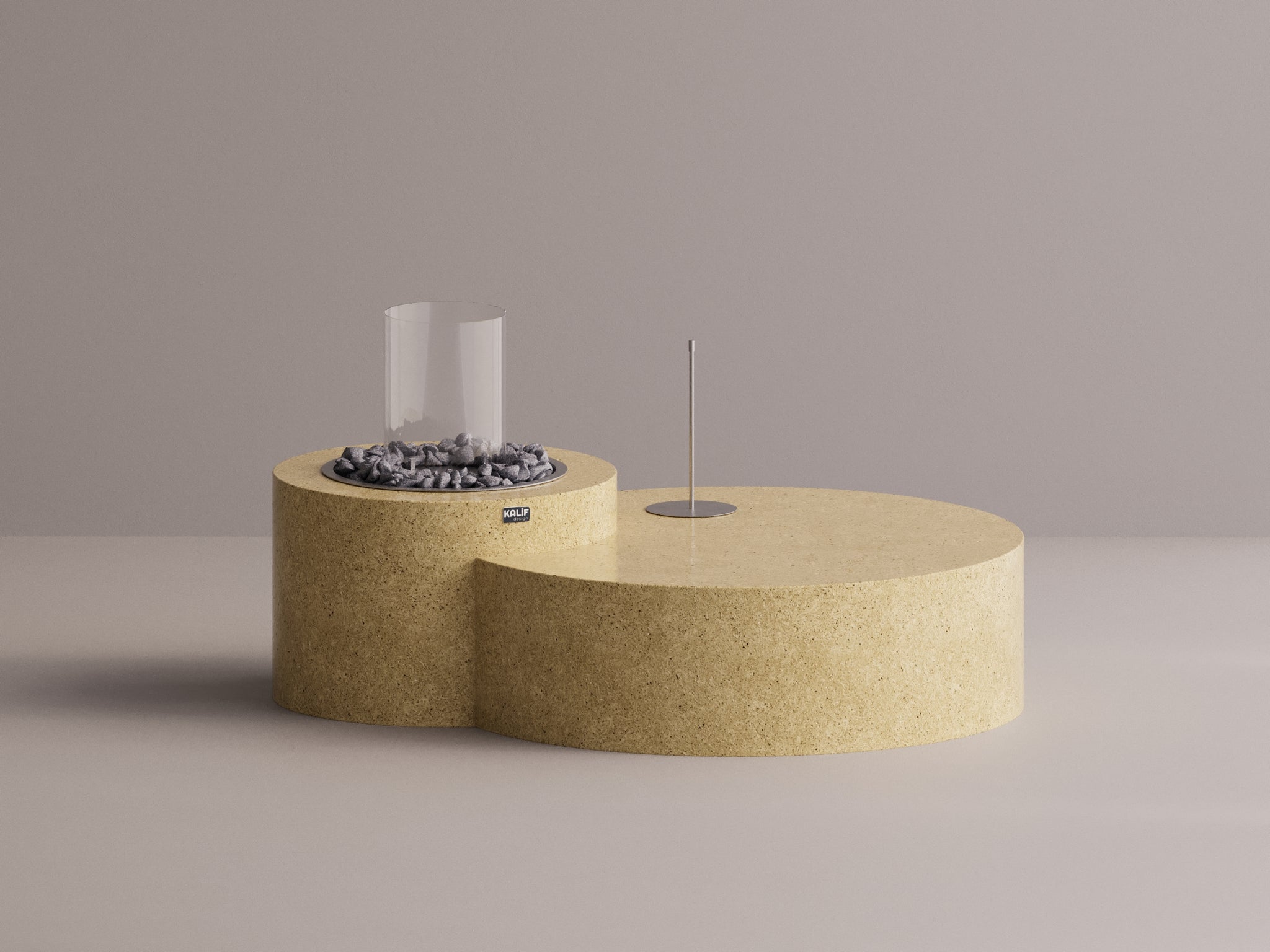 Orta Sehpa Özellikli Daire Şömine Nut | Beton Ateş Çukuru | Kalif Design